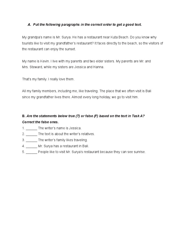 Put The Following Paragraphs in The Correct Order To Get A Good Text | PDF