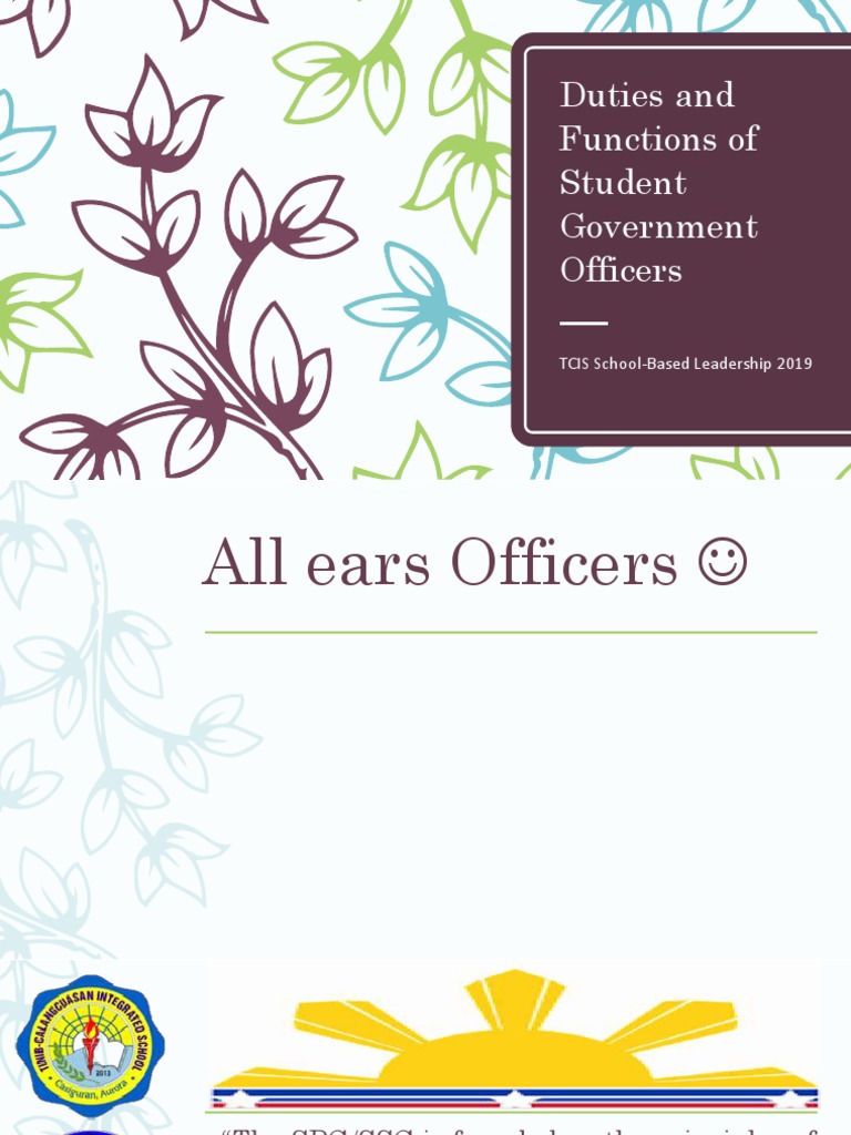 Roles of Student Government Officers | PDF