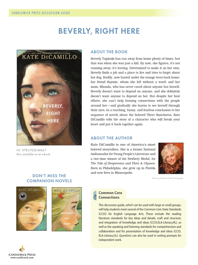 Beverly, Right Here by Kate DiCamillo Discussion Guide | PDF