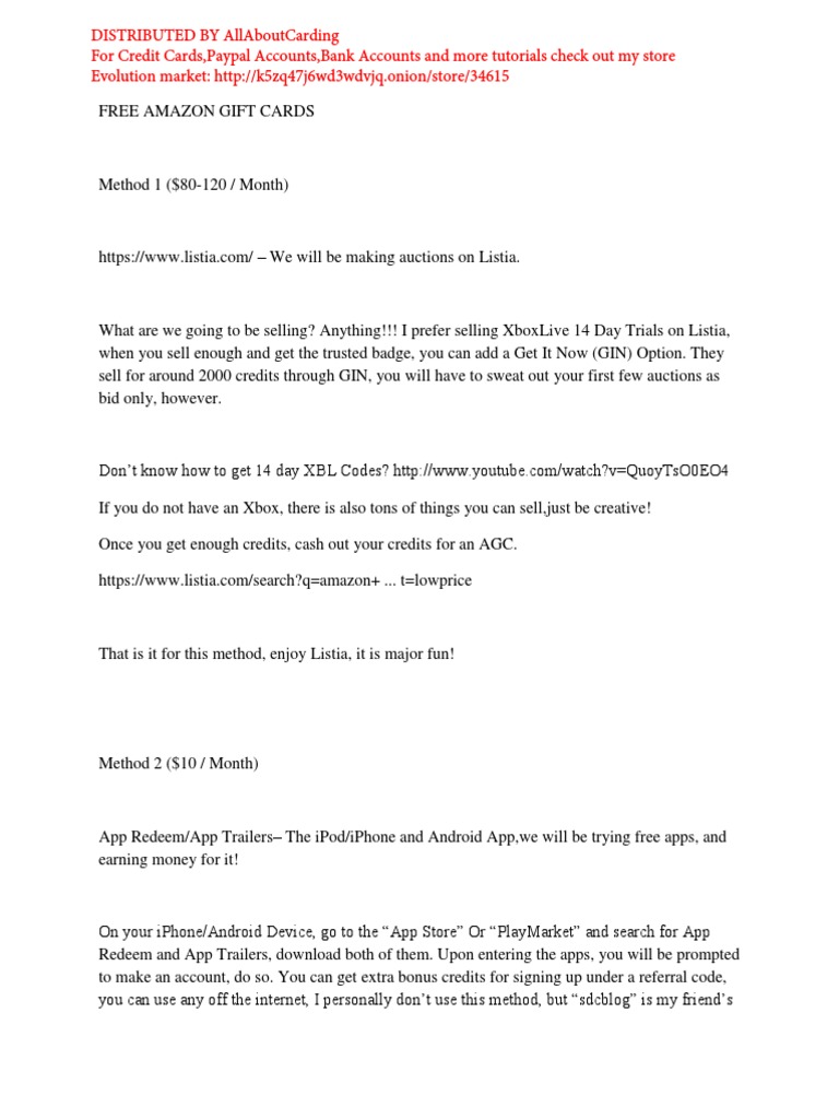 Free Method For Amazon Gift Cards PDF | PDF | Computing | Software