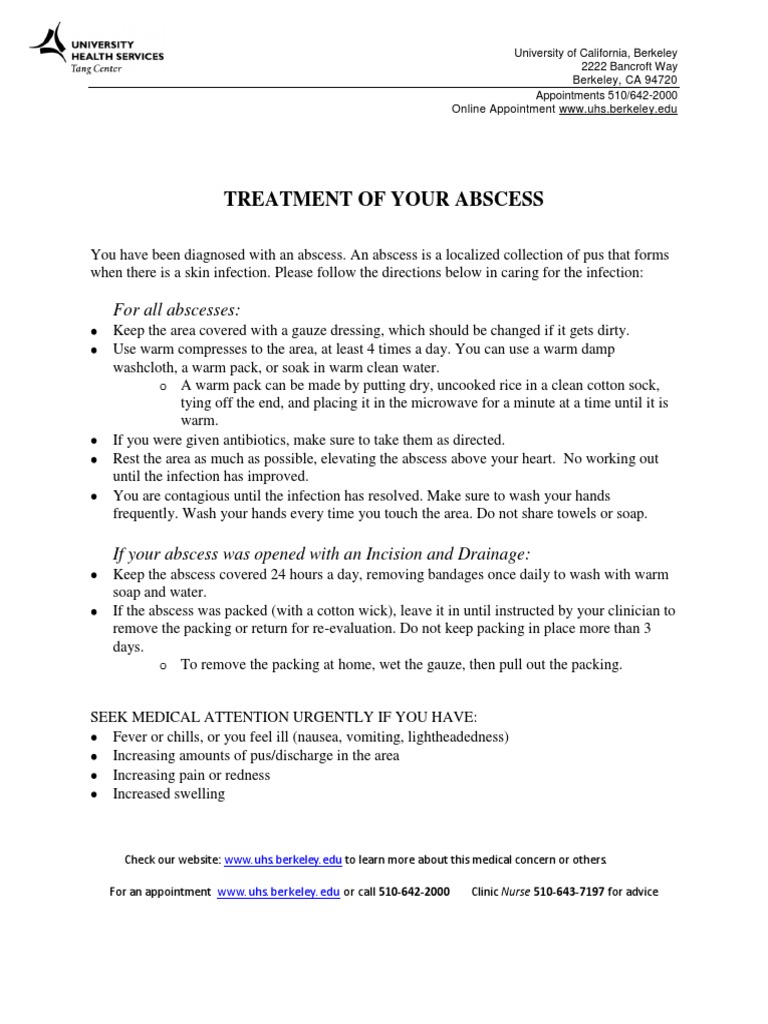 Treatment of Your Abscess: For All Abscesses | PDF | Rtt | Immunology