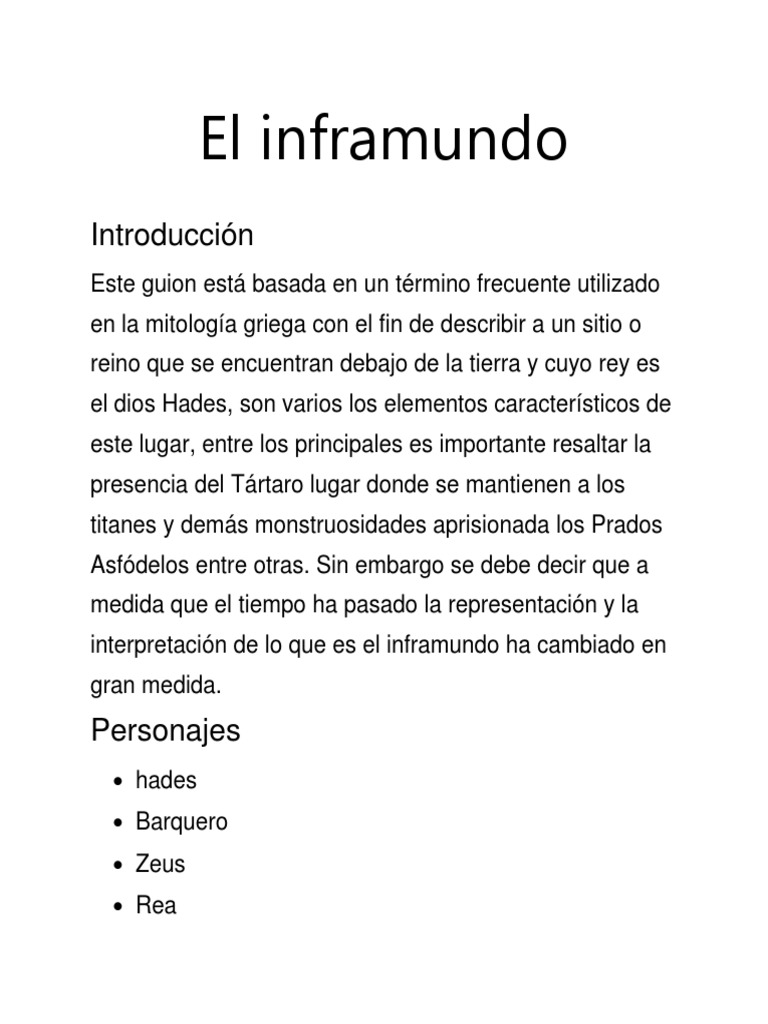 El Inframundo | PDF | infierno | Inframundo griego