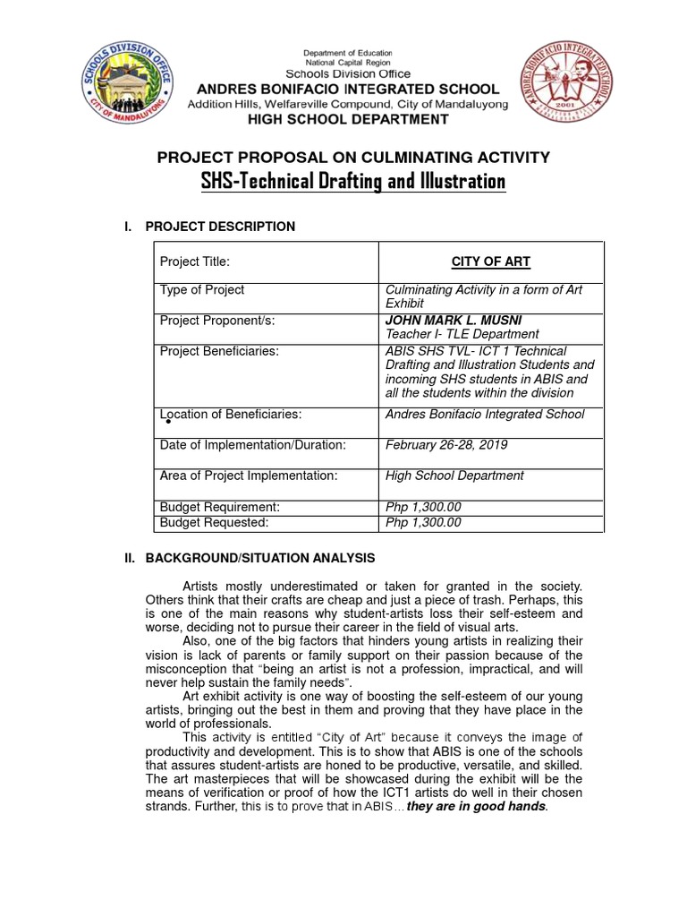 CITY of ART Culminating Activity Project Proposal | PDF | Educational ...