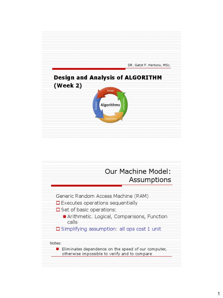 Design and Analysis of ALGORITHM (Week 2) : Our Machine Model ...