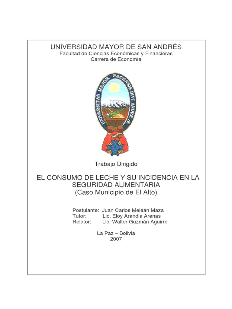 Consumo Leche El Alto Tesis Umsa PDF | PDF | Seguridad alimentaria ...