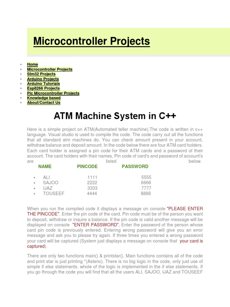 Microcontroller Projects | PDF | Personal Identification Number ...