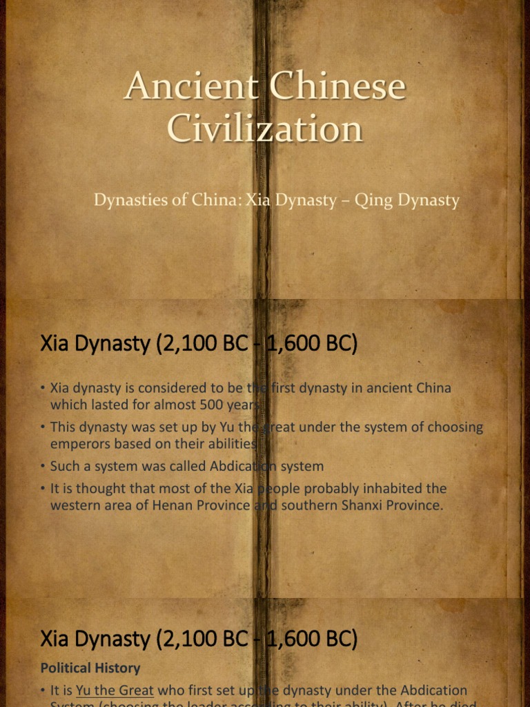 Ancient Chinese Civilization: Dynasties of China: Xia Dynasty - Qing ...