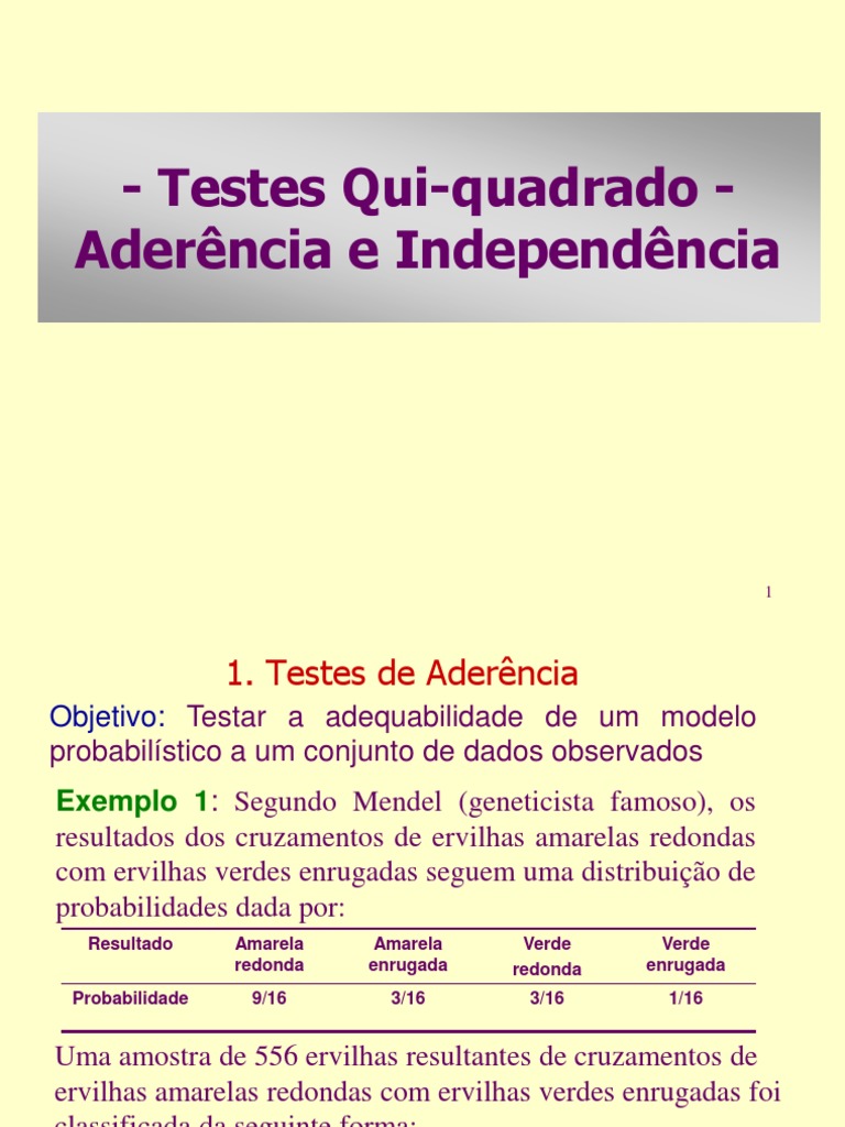Teste de Qui-Quadrado para Verificar Adequação de Modelo Probabilístico ...