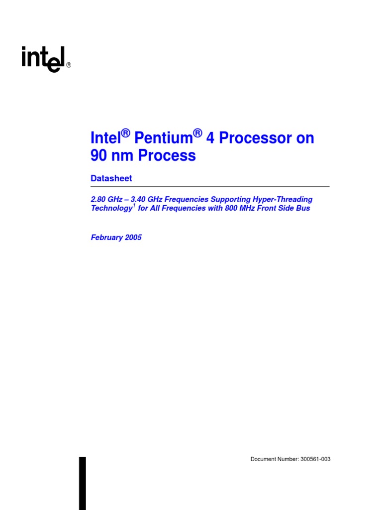 Intel Pentium 4 Processor On 90 NM Process: Datasheet | PDF | Central Processing Unit | Digital ...