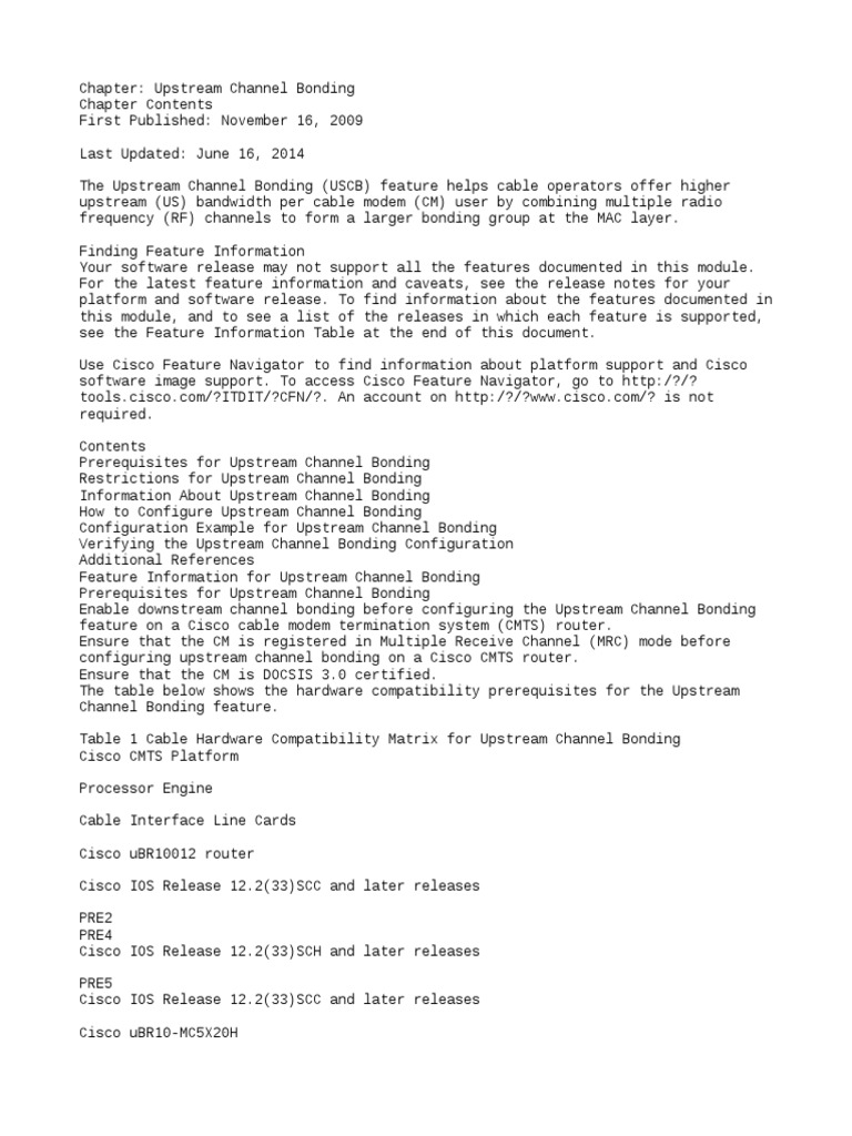 Upstream Channel Bonding | PDF | Internet Protocols | Computing