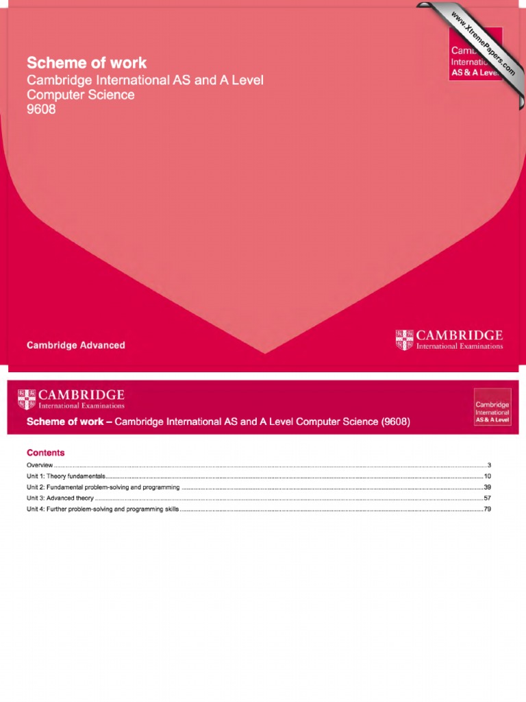 Scheme of Work Cambridge International As and A Level Computer Science ...
