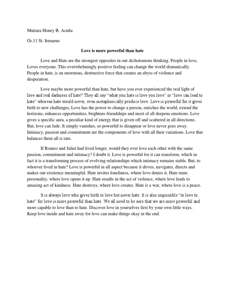 Love Is More Powerful Than Hate | PDF