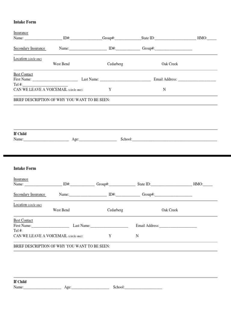 Intake Form: (Circle One) | PDF | Career & Growth