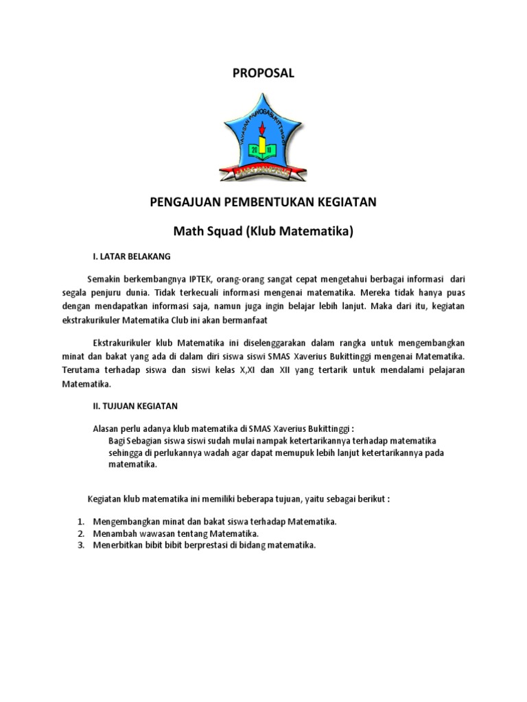 Proposal Pembentukan Math Squad | PDF