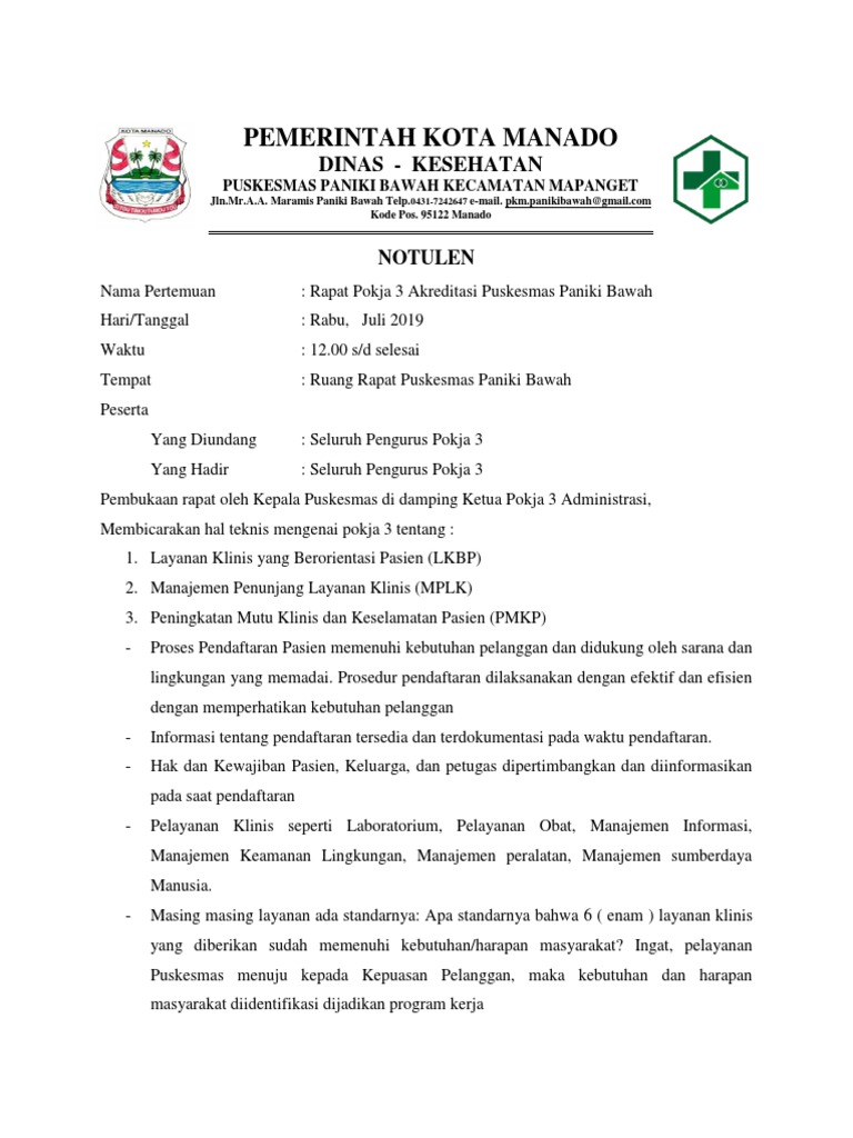 Contoh Notulen Pokja 3 | PDF