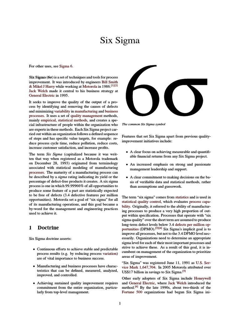 Six Sigma | PDF | Six Sigma | Standard Deviation