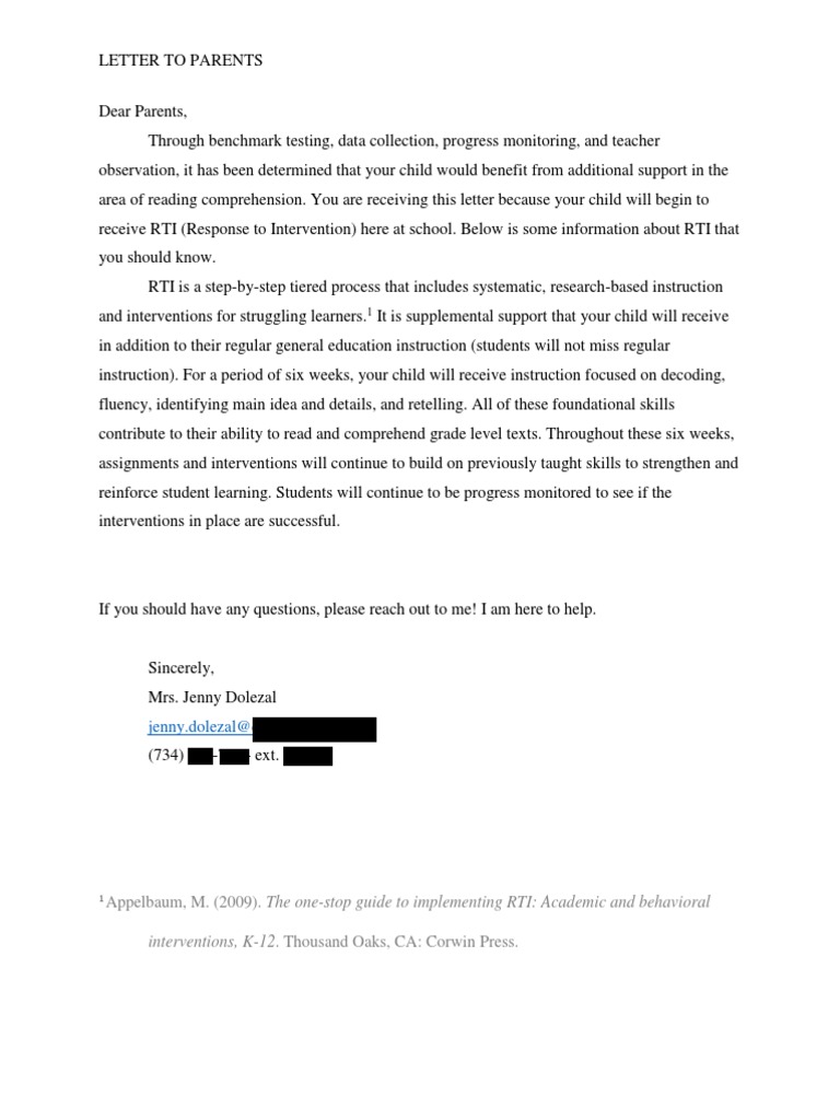 Rti Letter To Parents | PDF