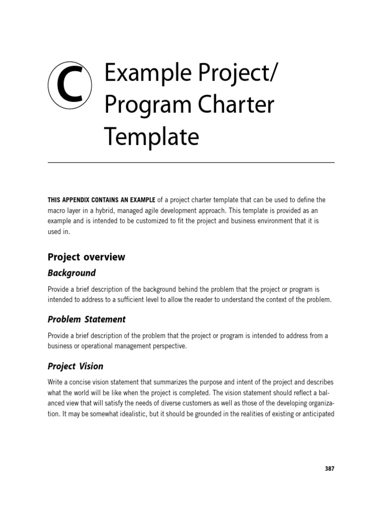 Agile Project Charter Template Example | Download Free PDF | Risk ...