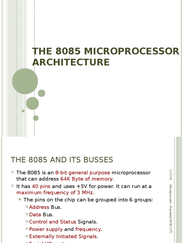 The 8085 Microprocessor Architecture | PDF | Central Processing Unit | Input/Output