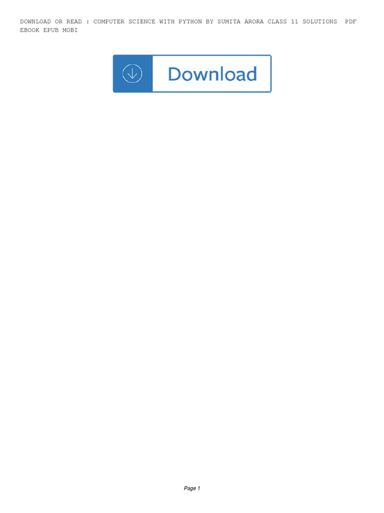 Computer Science With Python by Sumita Arora Class 11 Solutions | PDF ...