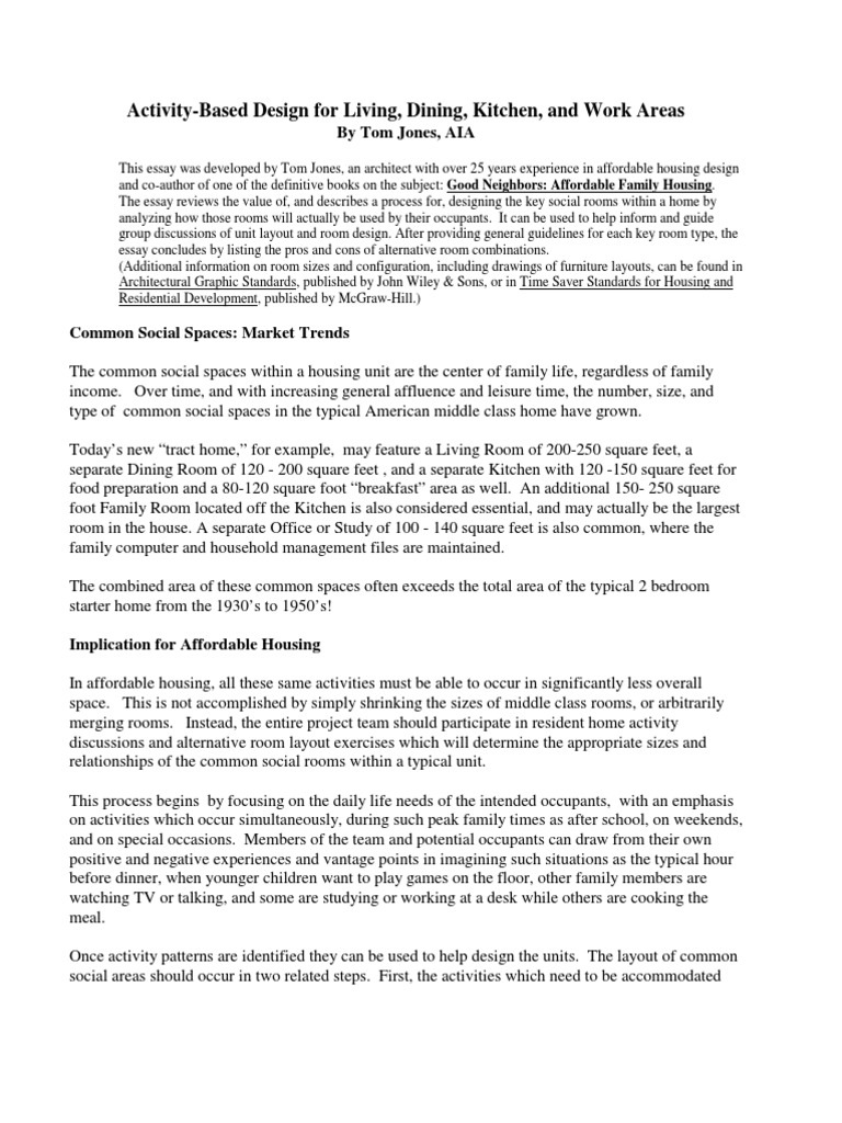 Activity-Based Design For Living, Dining, Kitchen, and Work Areas | PDF ...