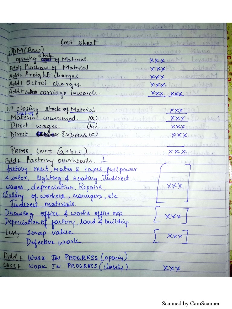 Cost Sheet Format | PDF