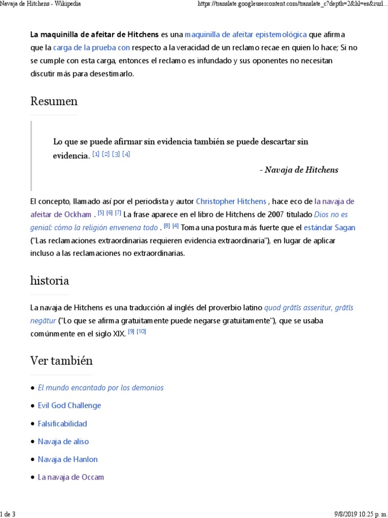 Navaja de Hitchens para El Pensamiento Crítico | PDF | Science ...