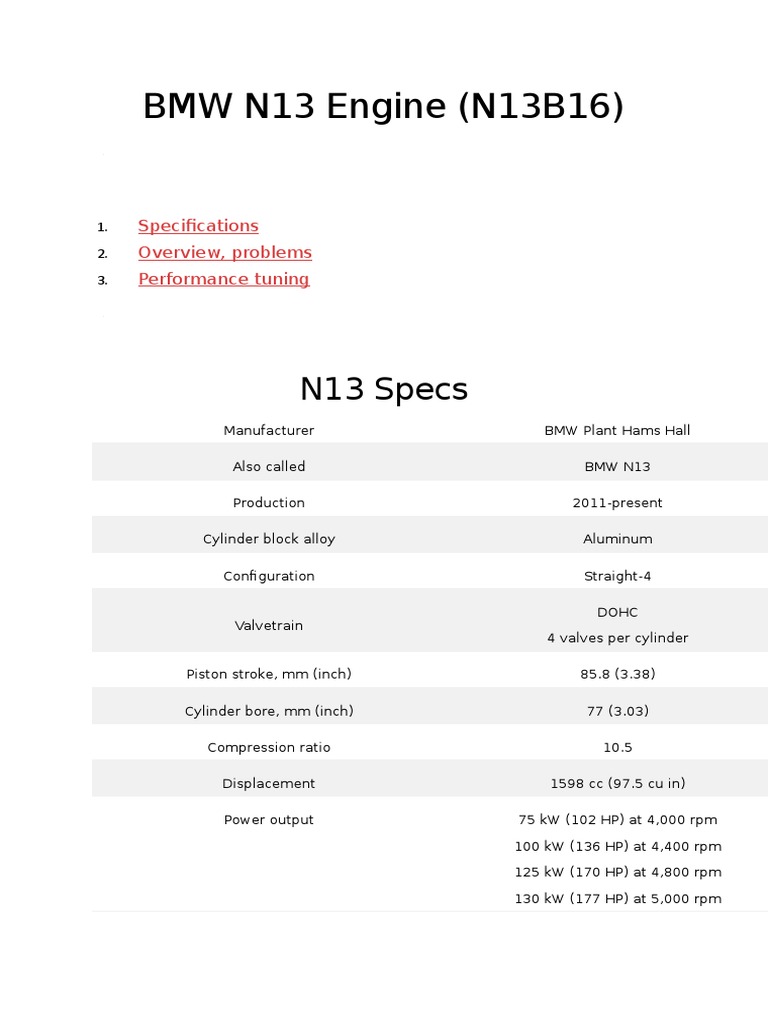 BMW N13 Engine | PDF | Automotive Technologies | Engines