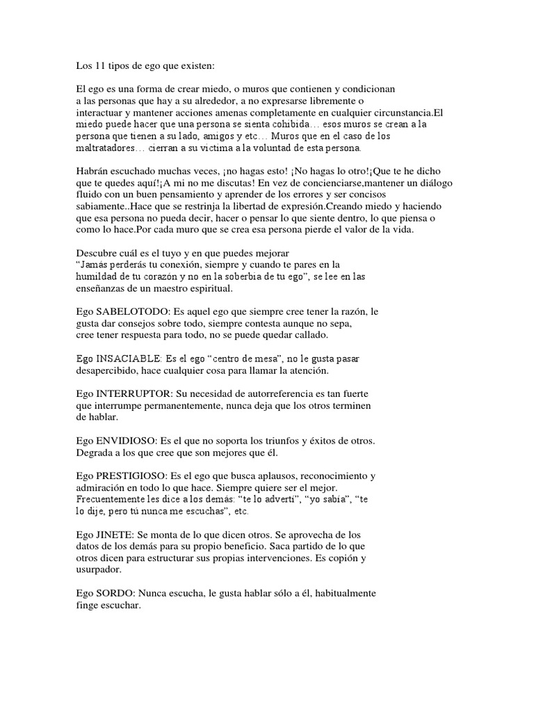 Tipos de Egos para POST | PDF | Science | Ciencia filosófica