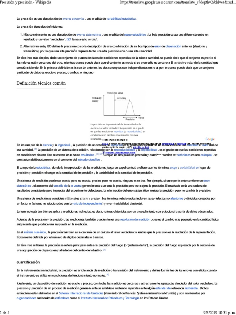 Definición de Precisión en Mediciones | PDF | Exactitud y precisión ...