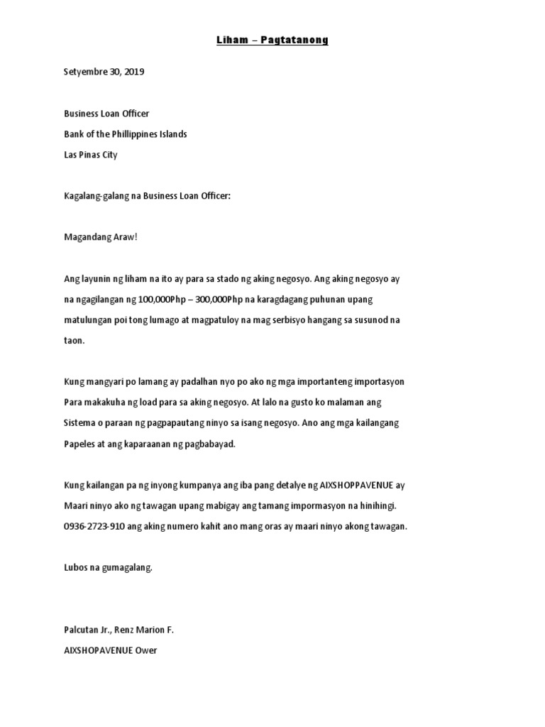 Liham - Pagtatanong | PDF