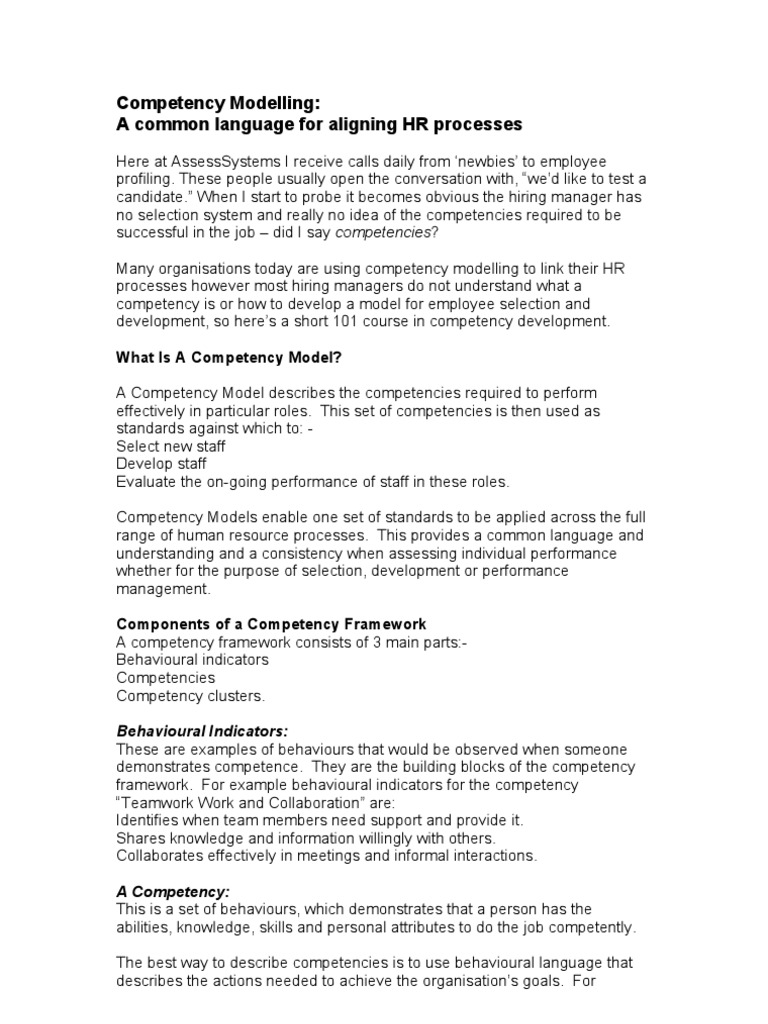 Competency Modelling | Download Free PDF | Competence (Human Resources ...