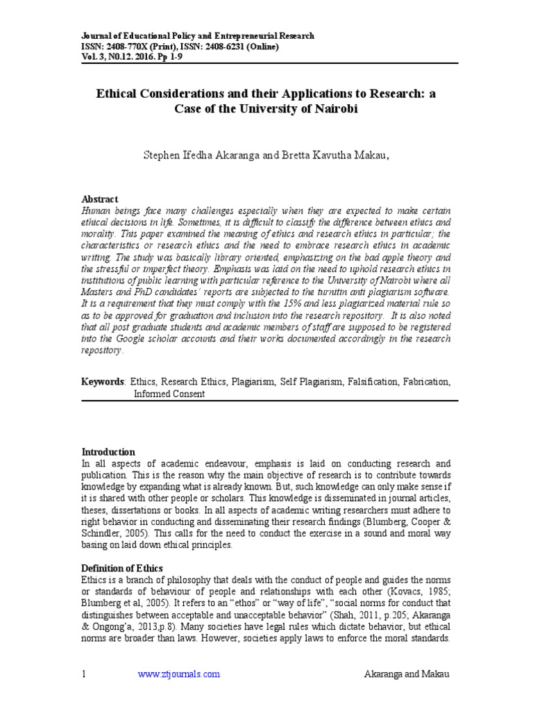 Ethical Research Considerations Pdf Informed Consent Plagiarism