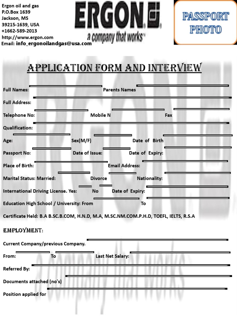 Ergon Application Form | PDF | Business