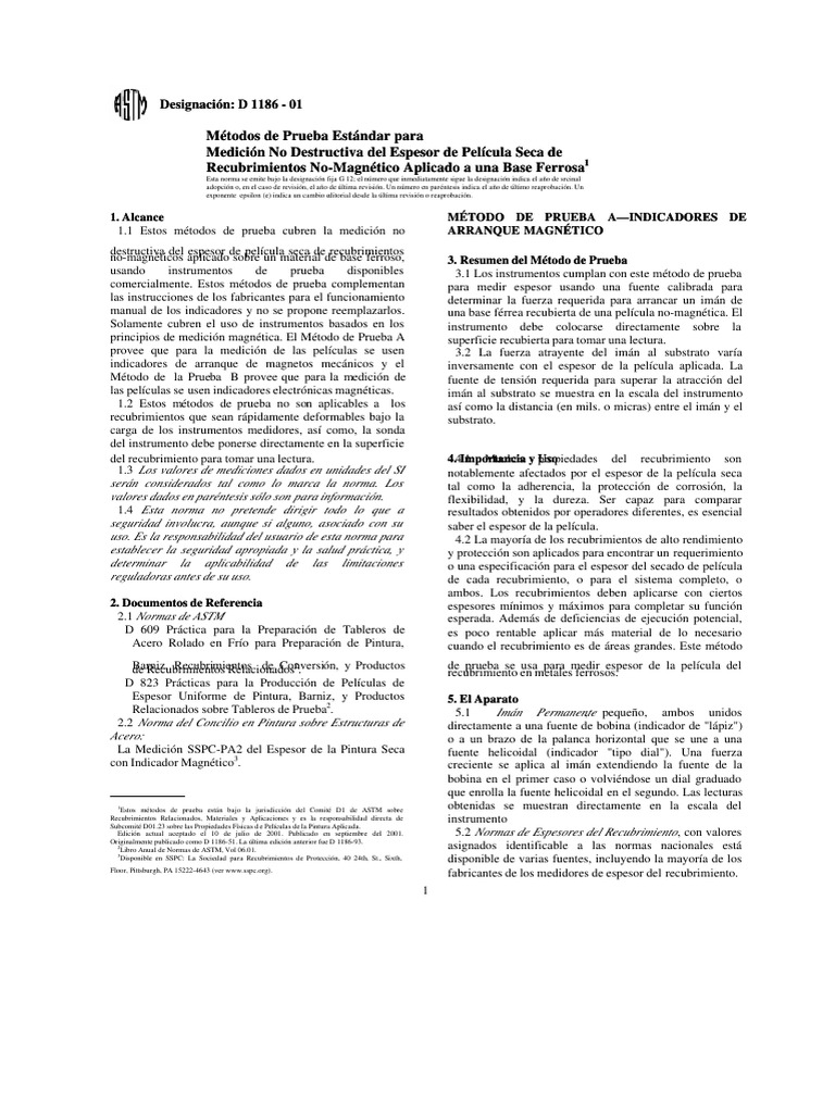 Astm D 1186 Espesor | PDF | Revestimiento | Calibración