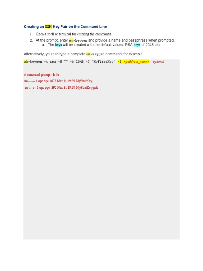 Creating An SSH Key Pair On The Command Line | PDF | Secure Shell | Command Line Interface