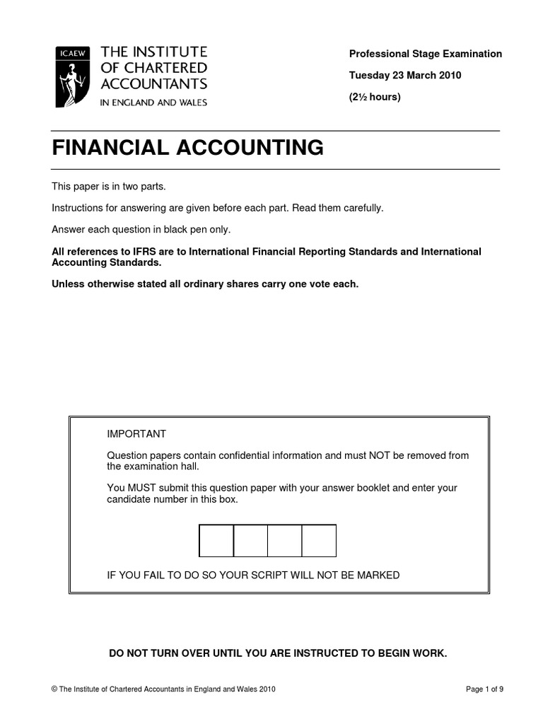 ICAEW Financial Accounting Past Papers Combined 2010-2013 | PDF ...