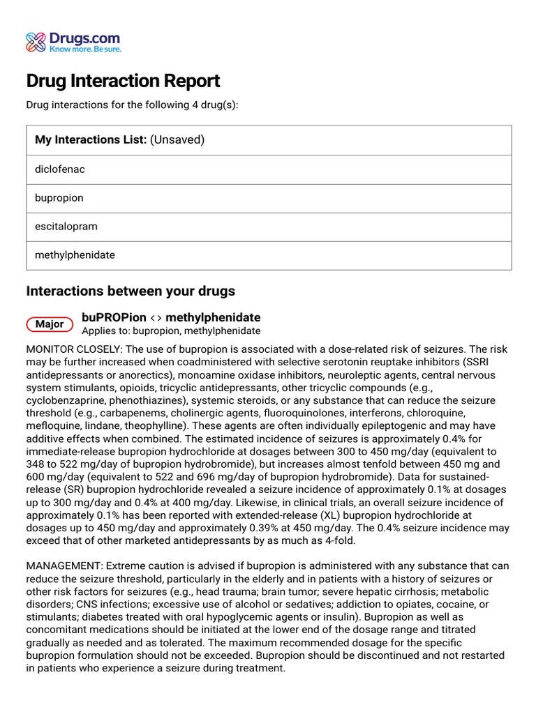 Drug Interaction Report | PDF | Selective Serotonin Reuptake Inhibitor ...