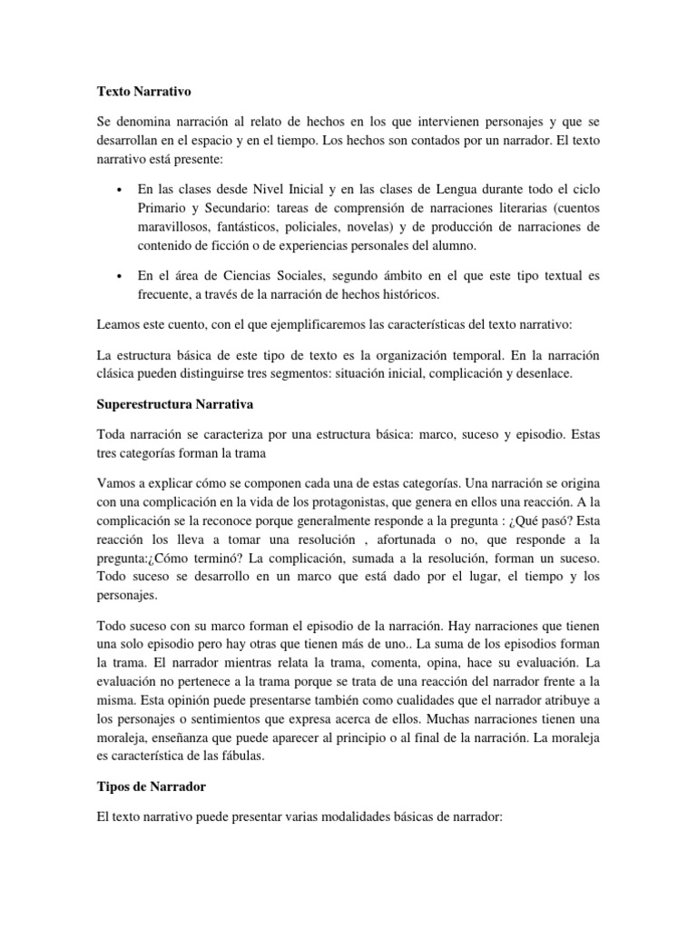 Texto Narrativo | PDF | Narración | Narrativa