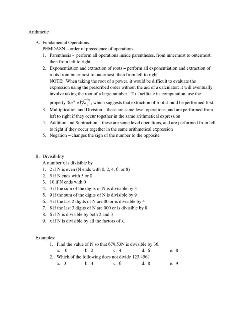 Math Pointers | PDF | Fraction (Mathematics) | Equations