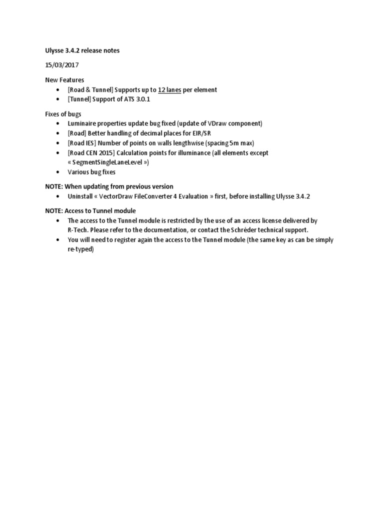 Ulysse 3.4.2 Release Notes | PDF | Software | Computing