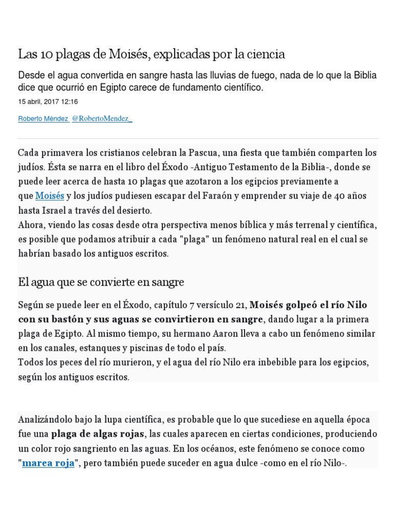 Plagas de Egipto: Explicación Científica | PDF | Moisés | Libro del éxodo