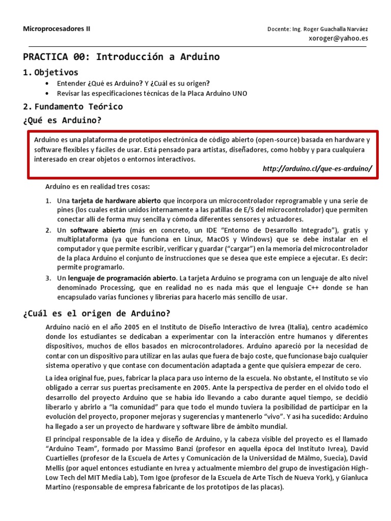P00 Introduccion A Arduino | PDF | Arduino | Microcontrolador