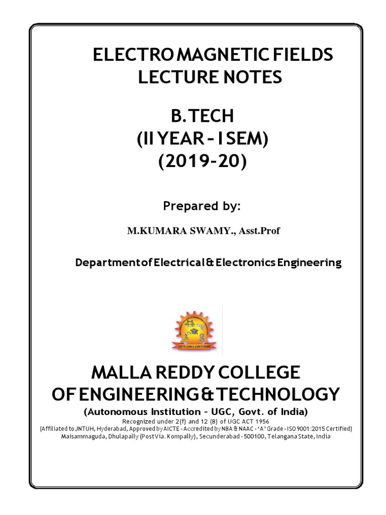 EMF Notes | PDF | Divergence | Capacitor