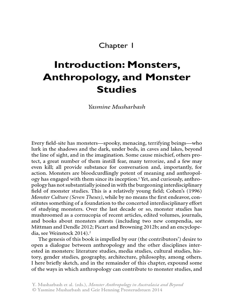 Introduction: Monsters, Anthropology, and Monster Studies: Yasmine ...