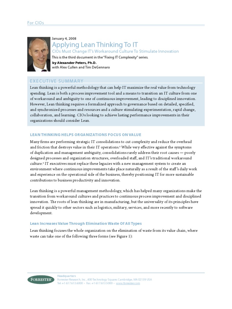 Applying Lean Thinking To IT | PDF | Lean Manufacturing | Business Process