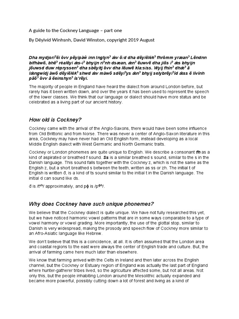 A Guide To The Cockney Language or Dialect and Its Ancient Origins ...