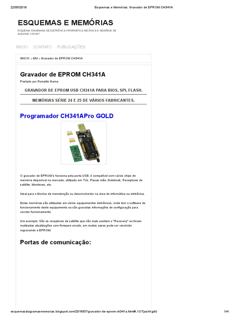 Esquemas e Memórias - Gravador de EPROM CH341A | PDF | BIOS | Hardware de computador