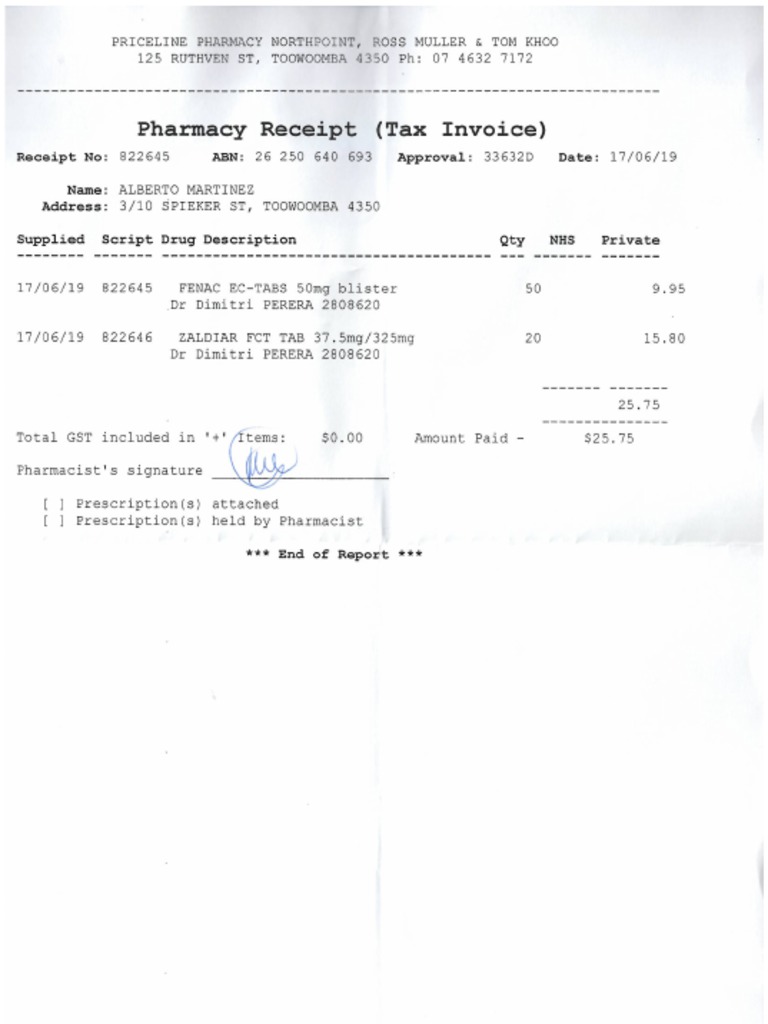 08 Pharmacy Prescription RECEIPT | PDF