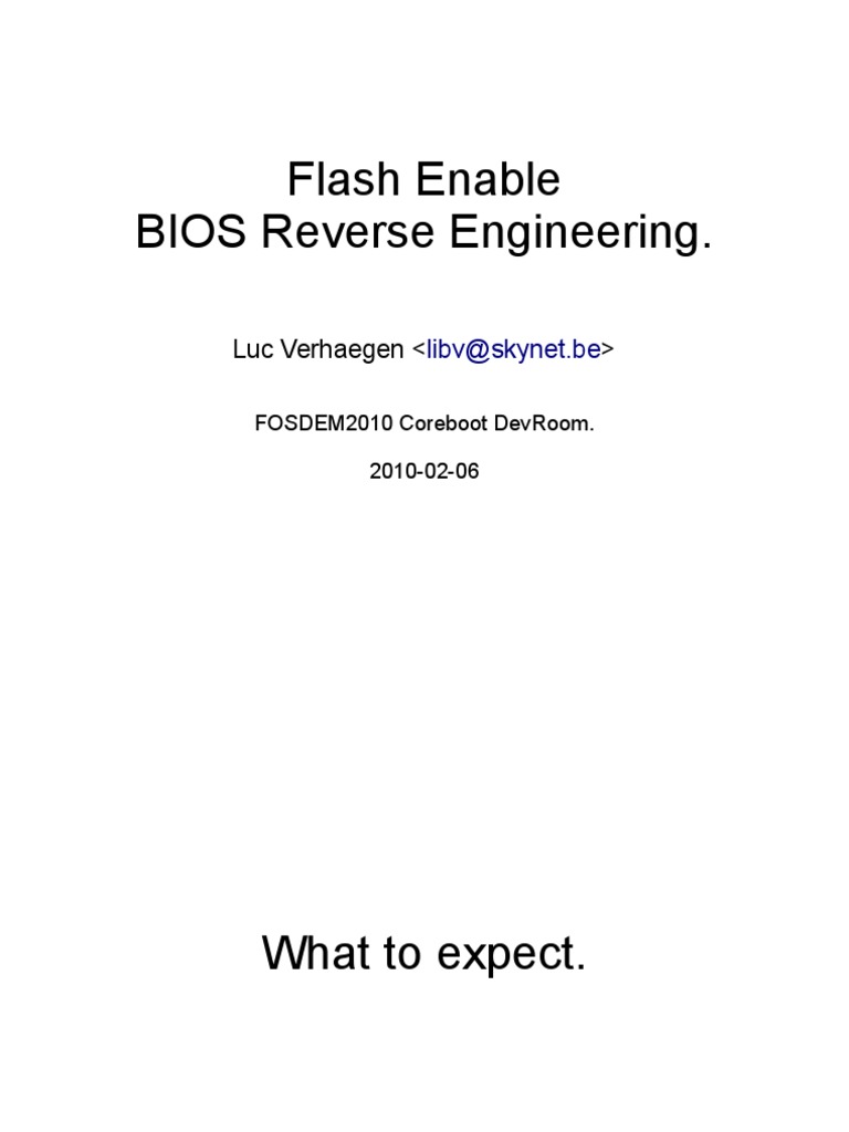 Flash Enable Bios Reverse Engineering (FOSDEM2010 - Slides) | PDF ...